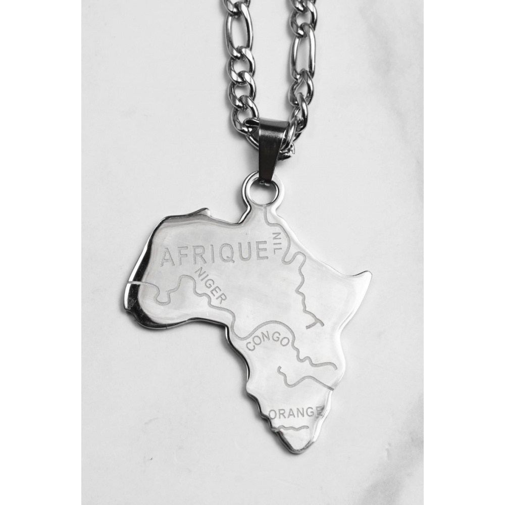 Collier acier carte de Afrique