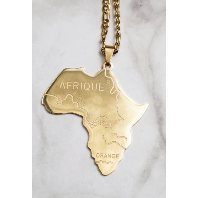 Collier acier carte de Afrique