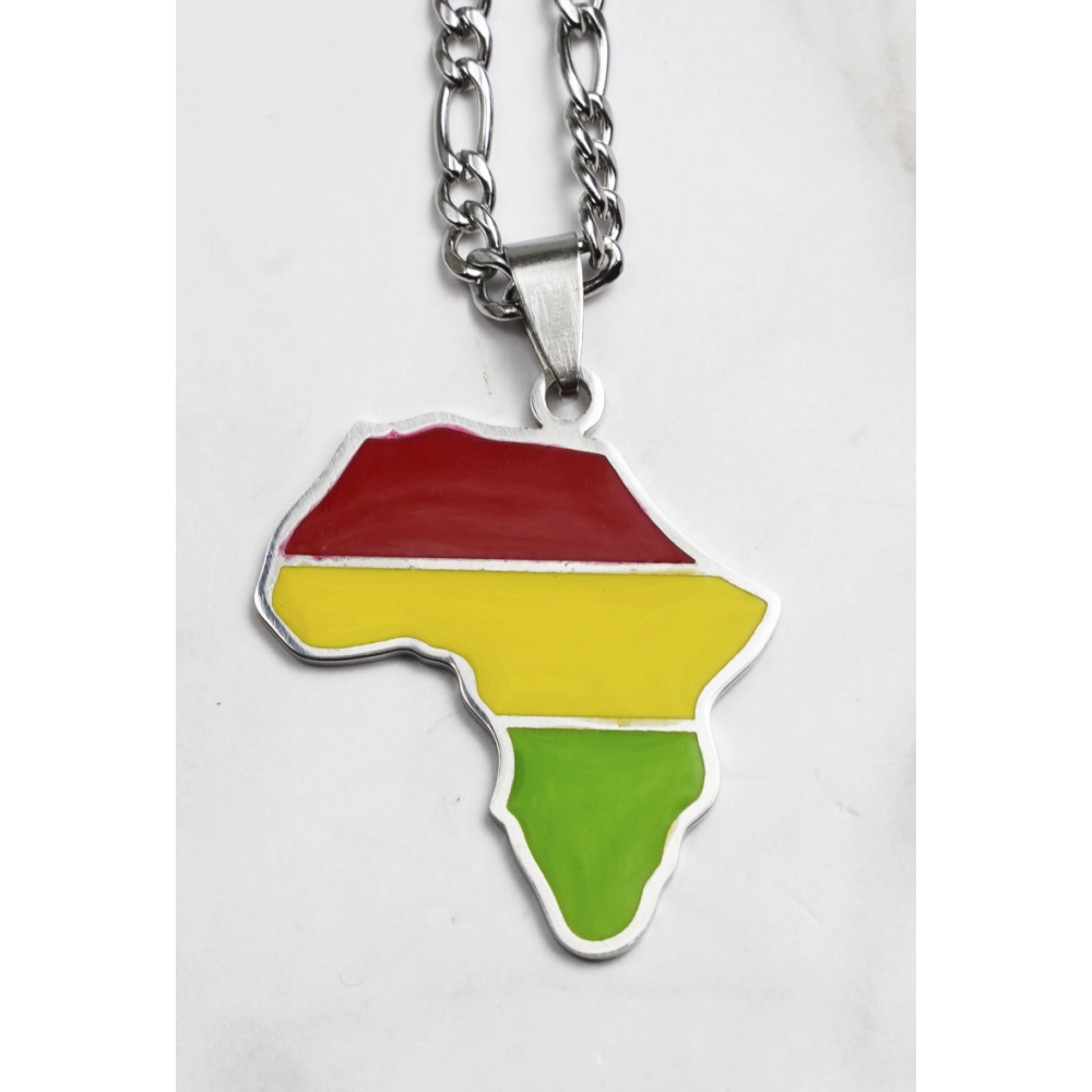 Collier acier carte d'Afrique