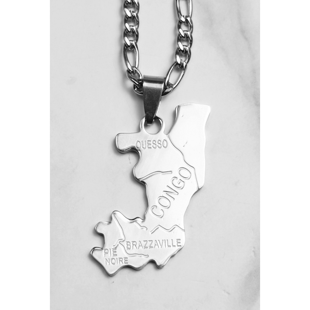 Collier acier carte de Congo