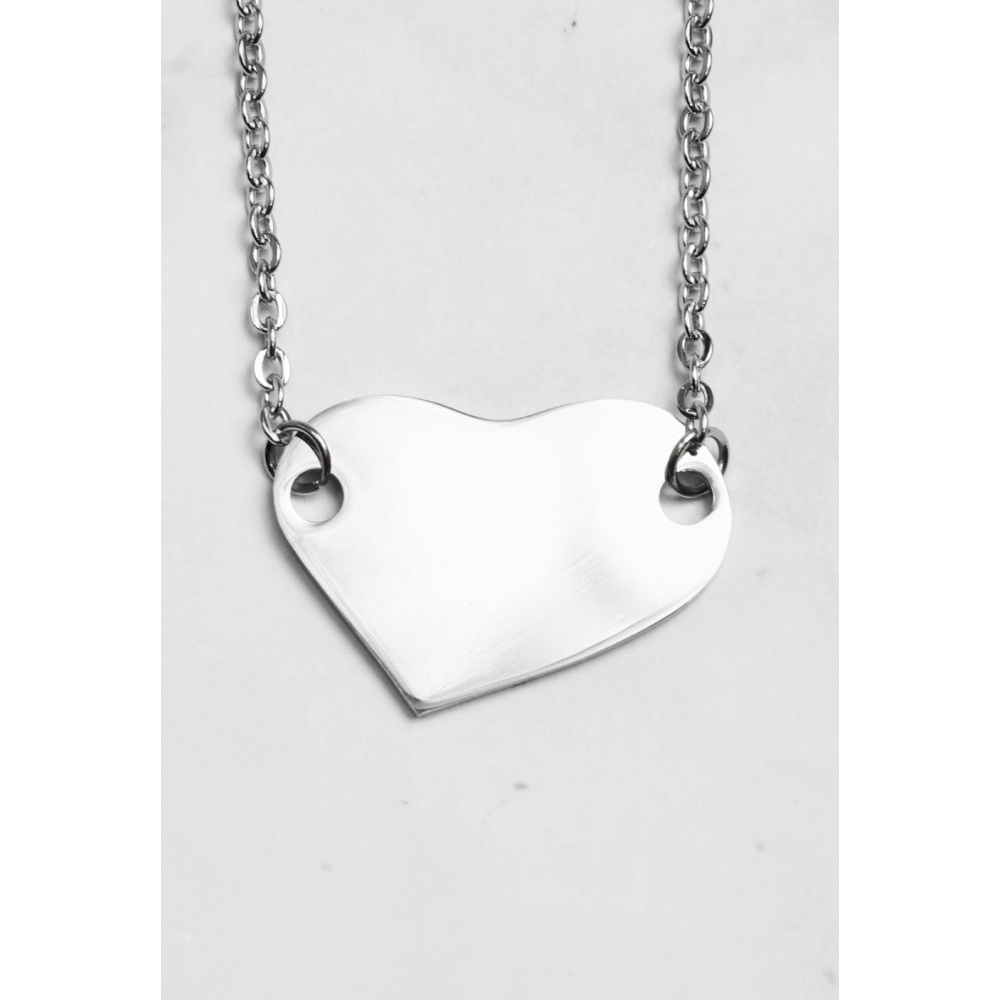 Collier acier cœur à graver