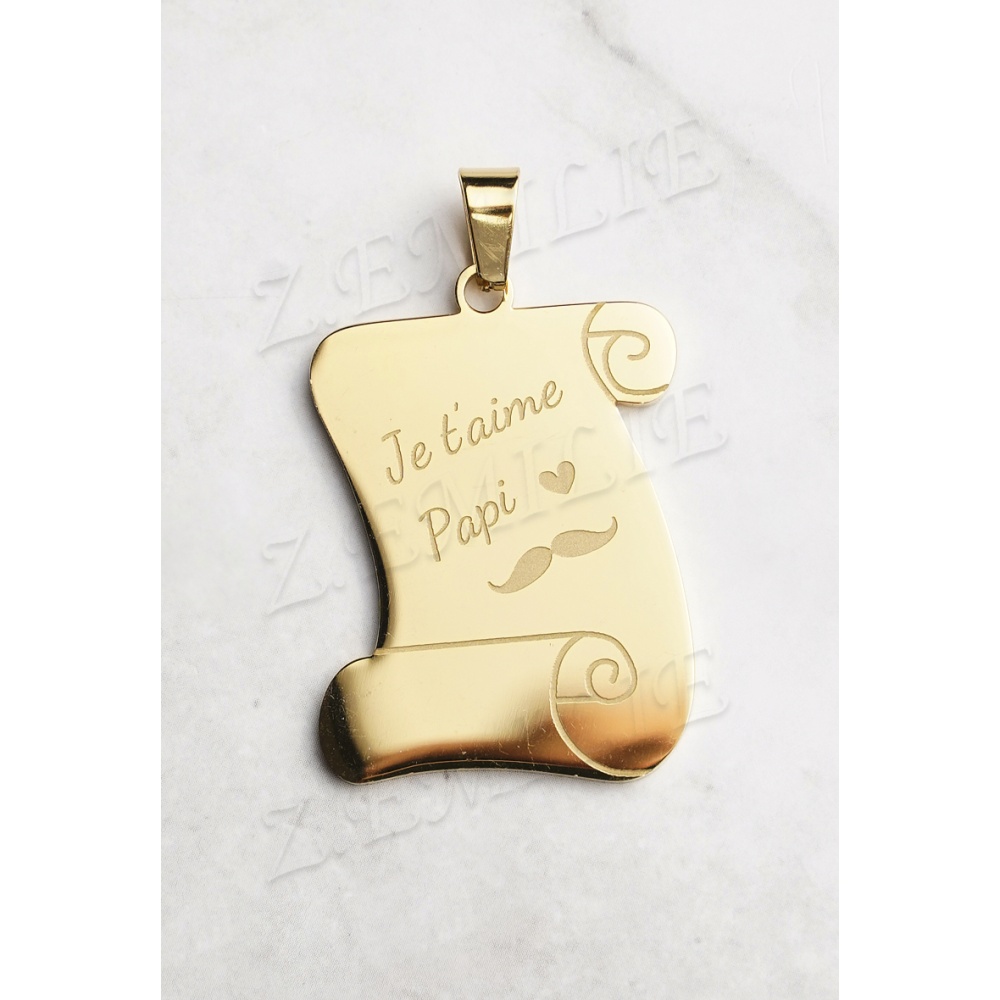 Pendentif acier "Papi je t'aime"