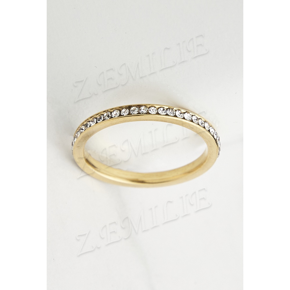 Bague acier strass