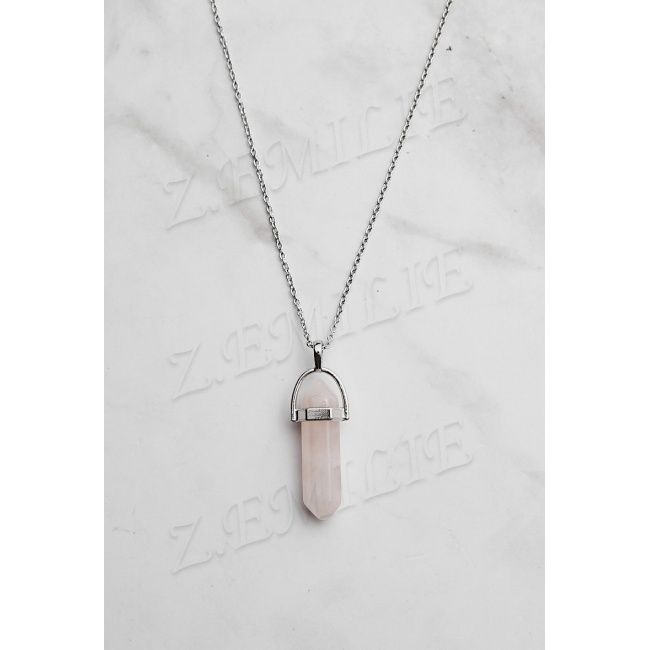 Collier pierre quartz rose